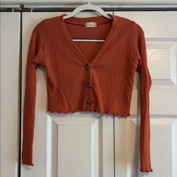 Altar'd State | Tops | Altard State Rust Terracotta Ribbed Long Sleeve ...
